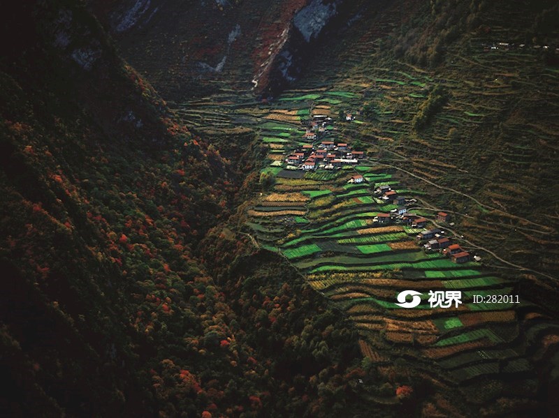 航拍山谷中的梯田 图片 | 轩视界